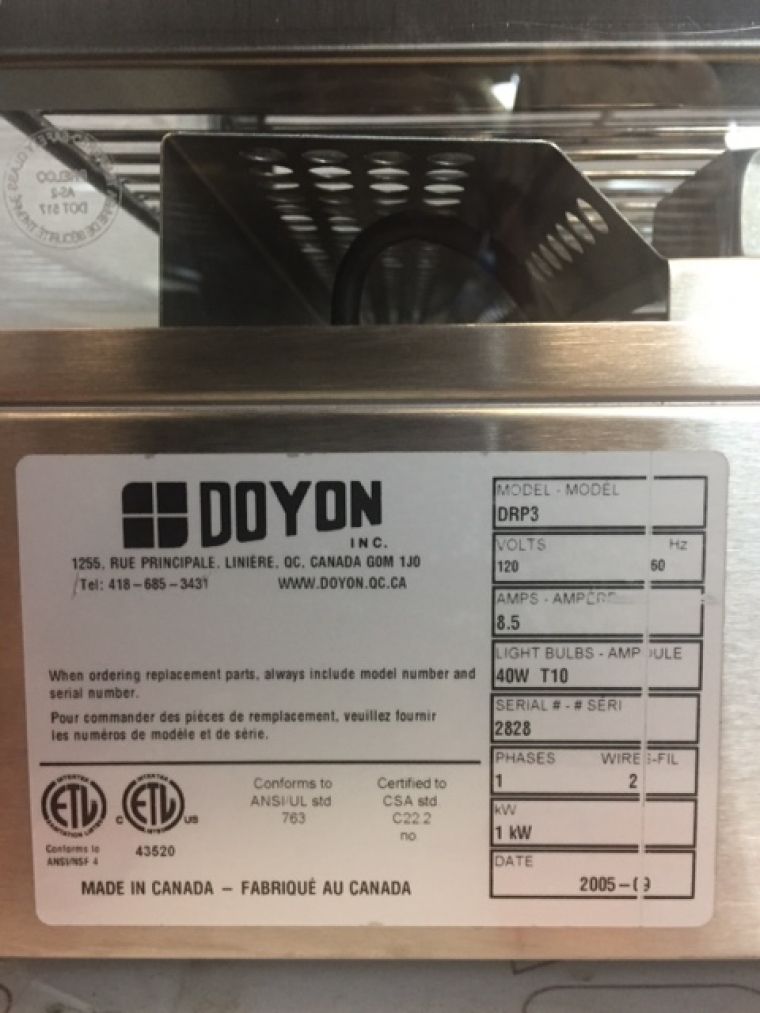 Refurbished Doyon brand equipment for sale